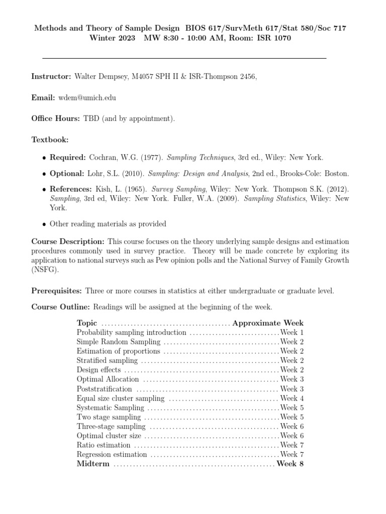 Bio Stat 617 | PDF | Statistical Inference | Sampling (Statistics)