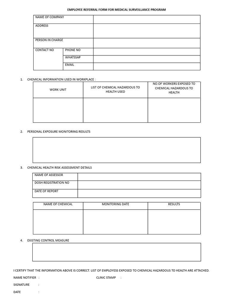 Employee Medical Surveillance Referral Form | PDF