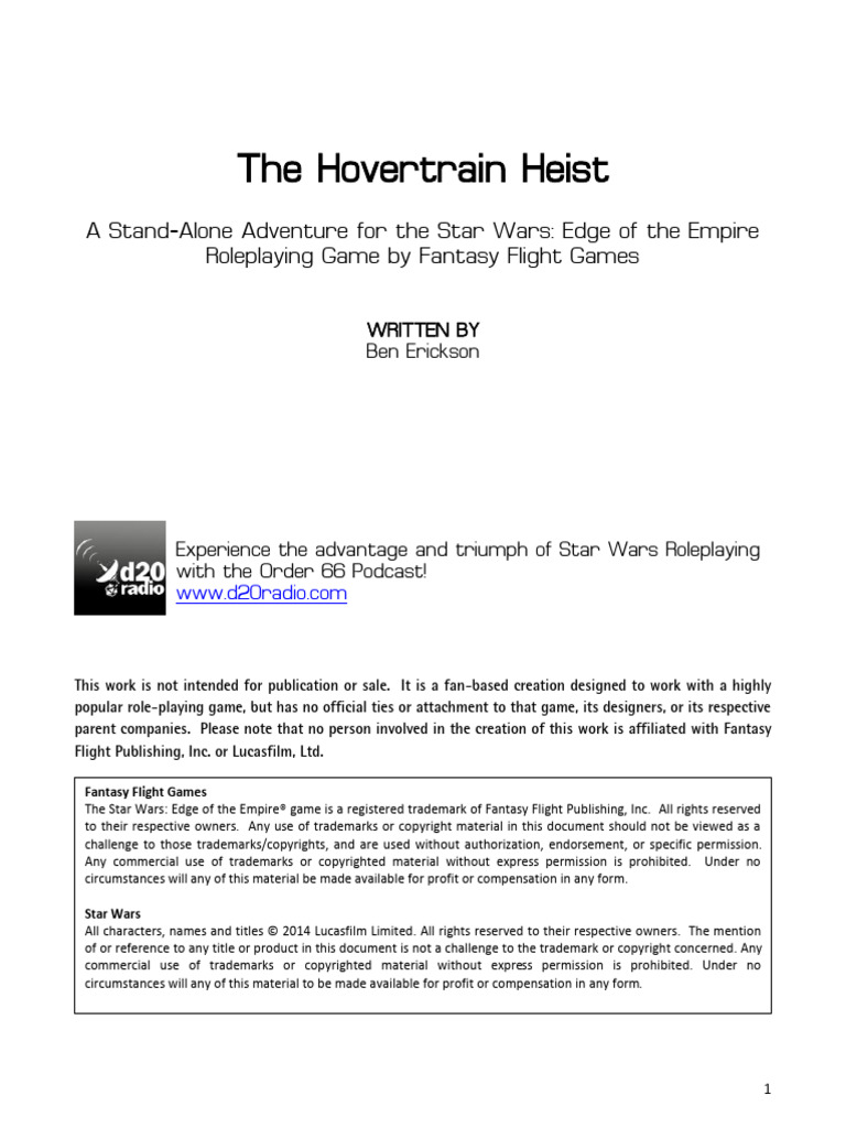 The Hovertrain Heist | PDF | Star Wars | Trademark