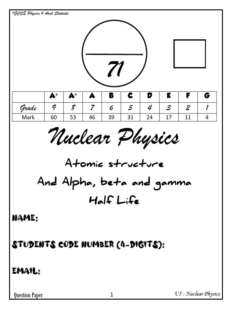 Mega Exam1-Nuclear Physics-QP | PDF | Teaching Methods & Materials ...