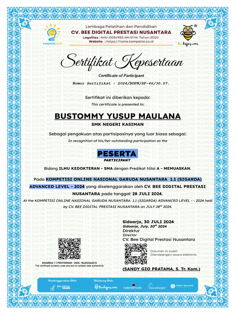 Bustommy Yusup Maulana - Penyisihan Sigarda 1.1 Advanced Level - Ilmu Kedokteran - Sma - SMK ...