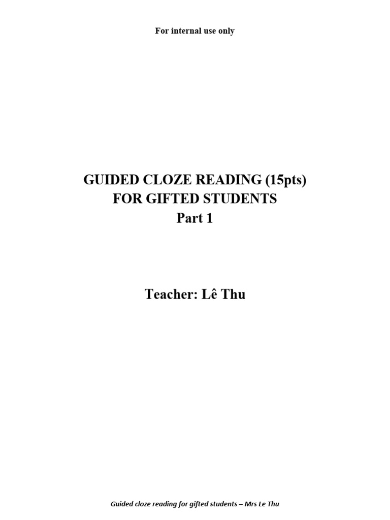 Guided Cloze Reading for Gifted Students | PDF | Climate Change | Dr. Seuss