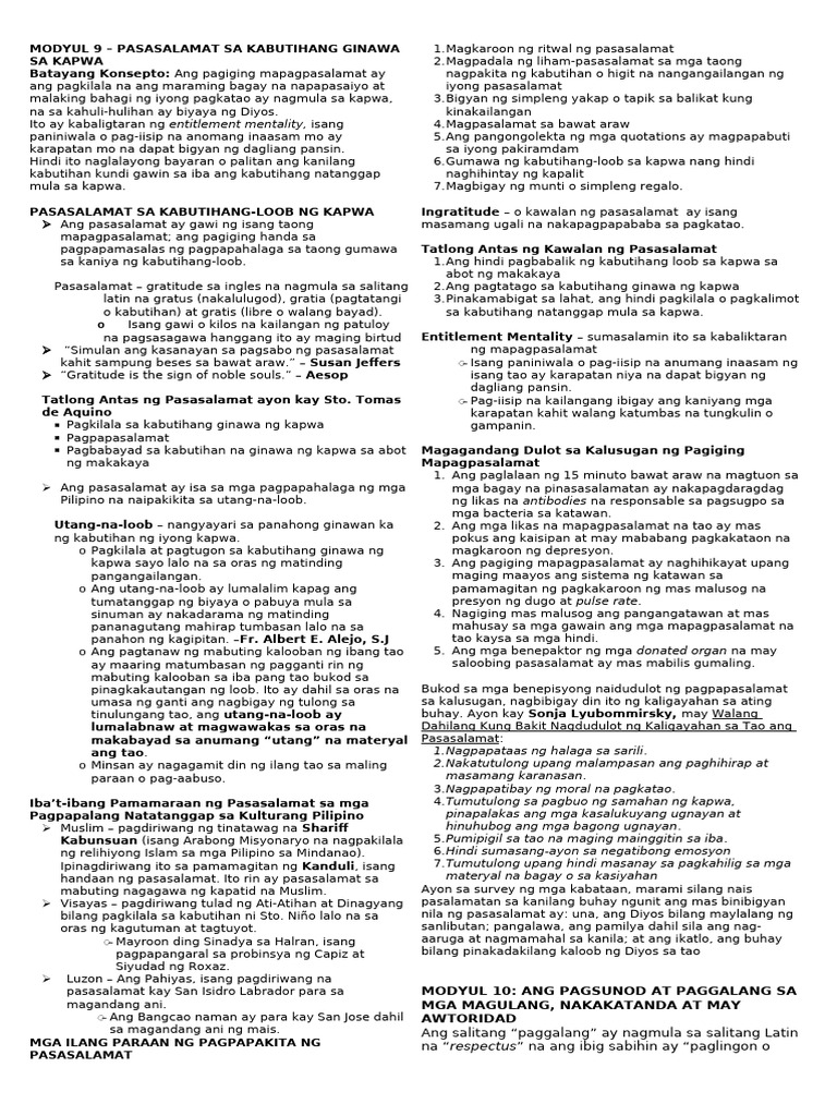 Modyul 10: Ang Pagsunod at Paggalang Sa Mga Magulang, Nakakatanda at ...