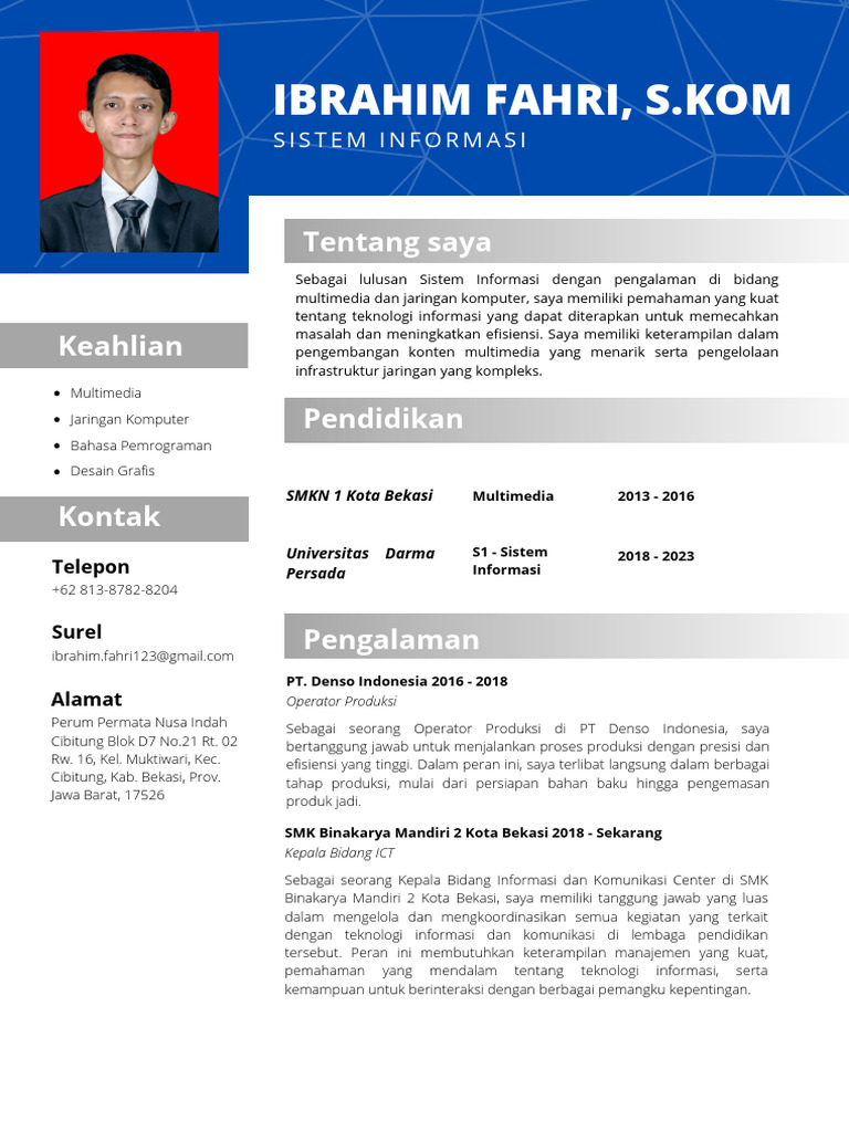 CV Ibrahim Fahri | PDF | Komputer