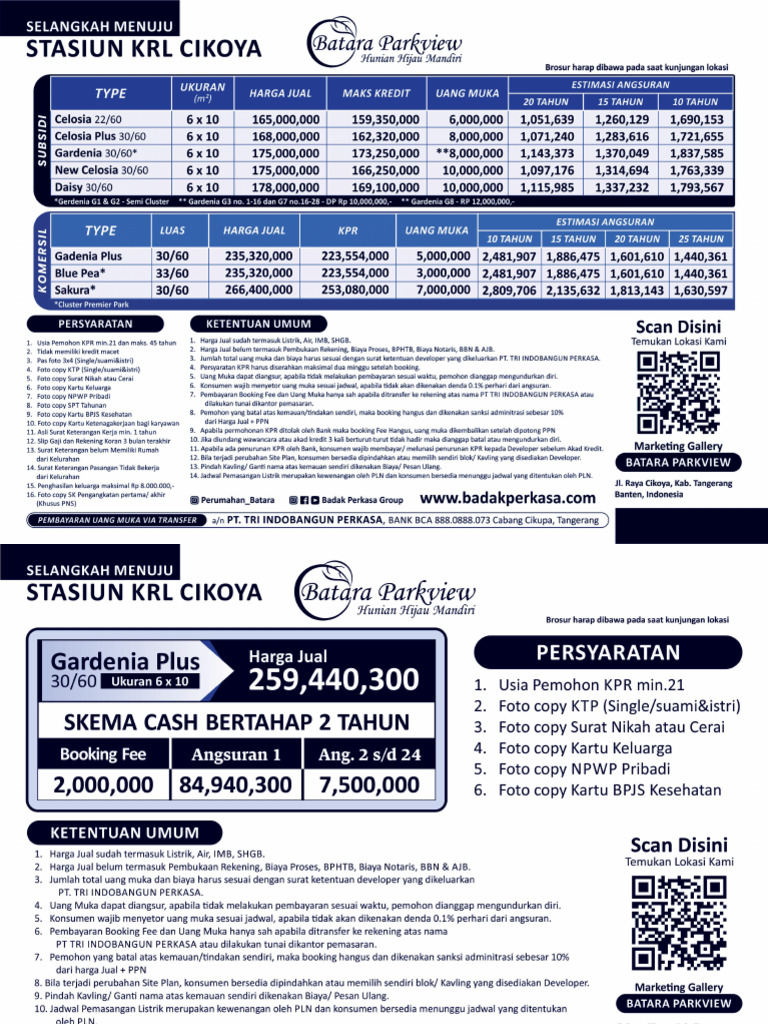 Pricelist Batara Parkview | PDF