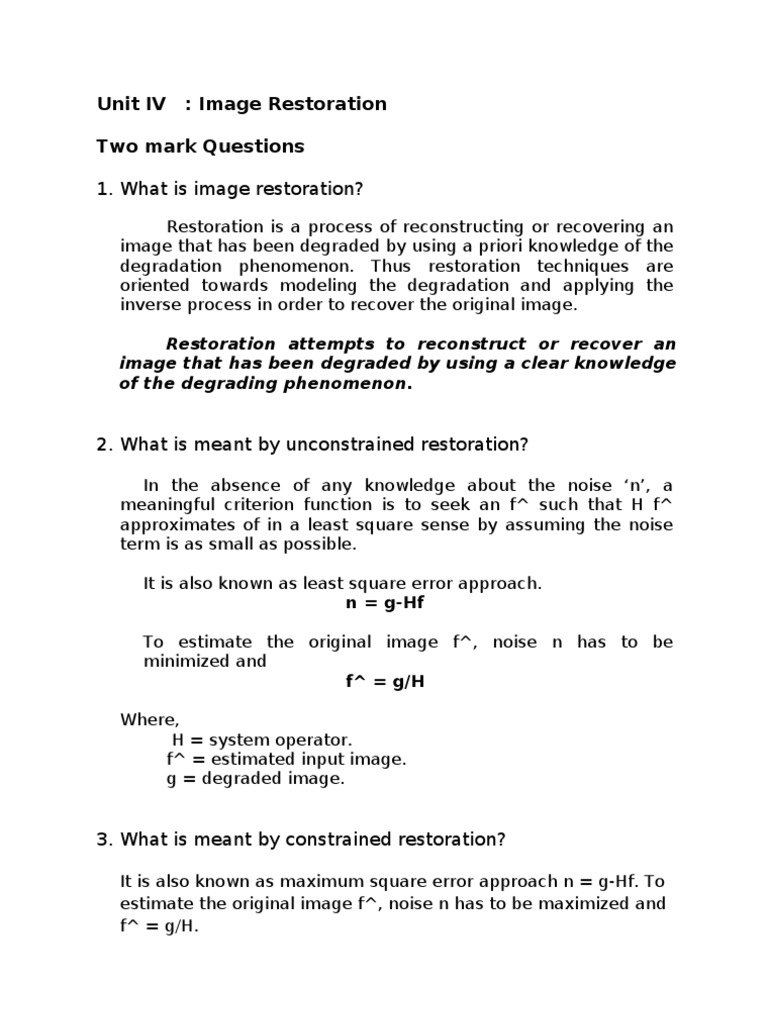 Digital Image Processing (Image Restoration) | PDF | Artificial Neural ...
