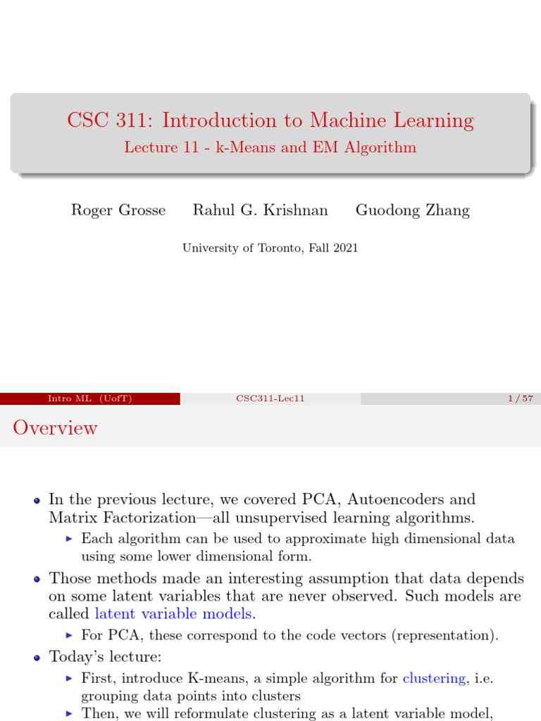 Lec 11 | PDF | Cluster Analysis | Machine Learning