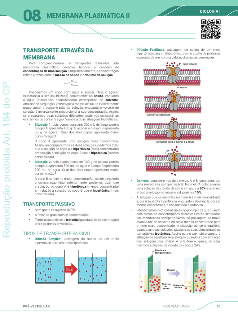 Membrana Plasmática II | PDF | Osmose | Lisossoma