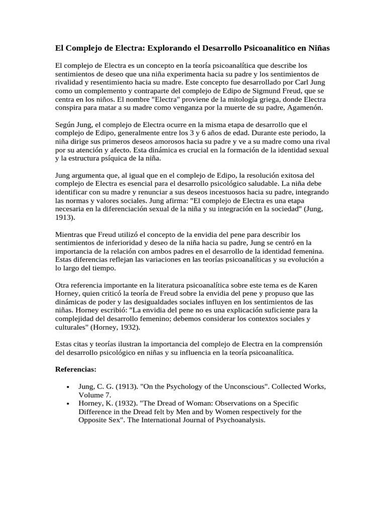 Complejo de Electra en el Desarrollo Femenino | PDF | Complejo de Edipo ...