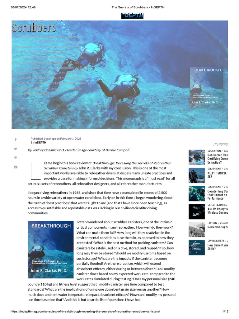 The Secrets of Scrubbers - InDEPTH | PDF | Scuba Diving | Underwater Diving