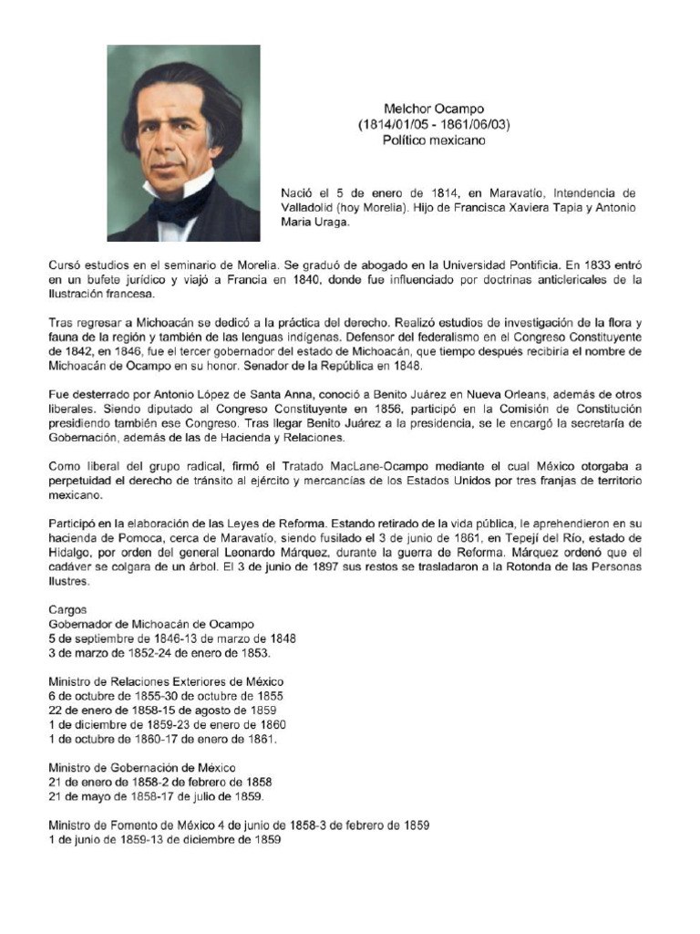 BIOGRAFIA MELCHOR OCAMPO | PDF