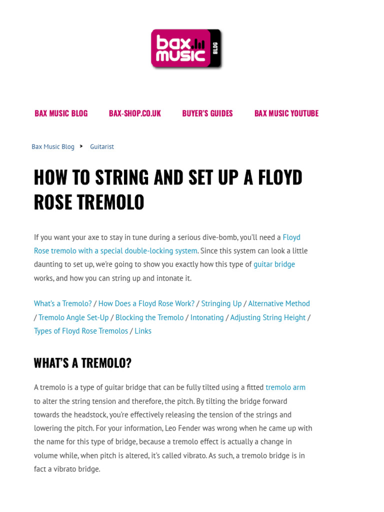 How To String and Set Up A Floyd Rose Tremolo - Bax Music Blog | PDF ...