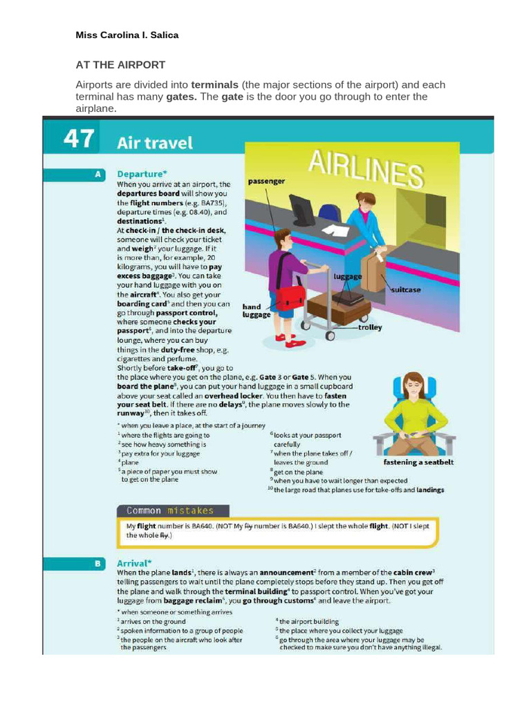 At the Airport. Vocabulary (2) | PDF | Aviación | Transporte