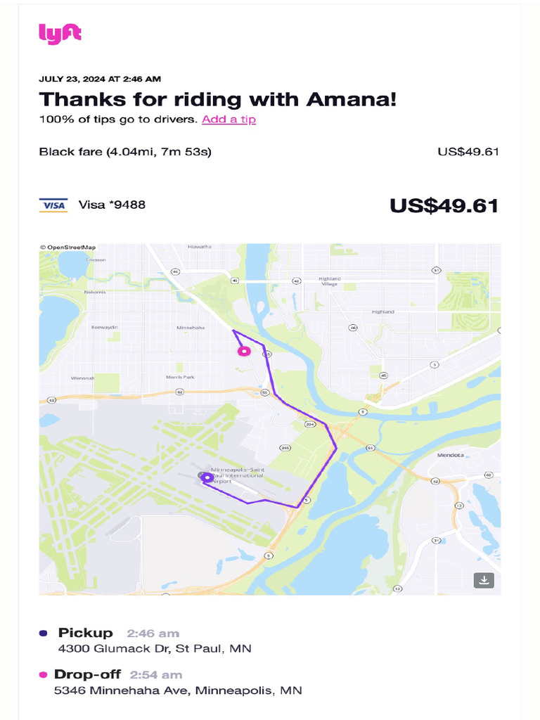 Lyft MSP To Snelling | PDF