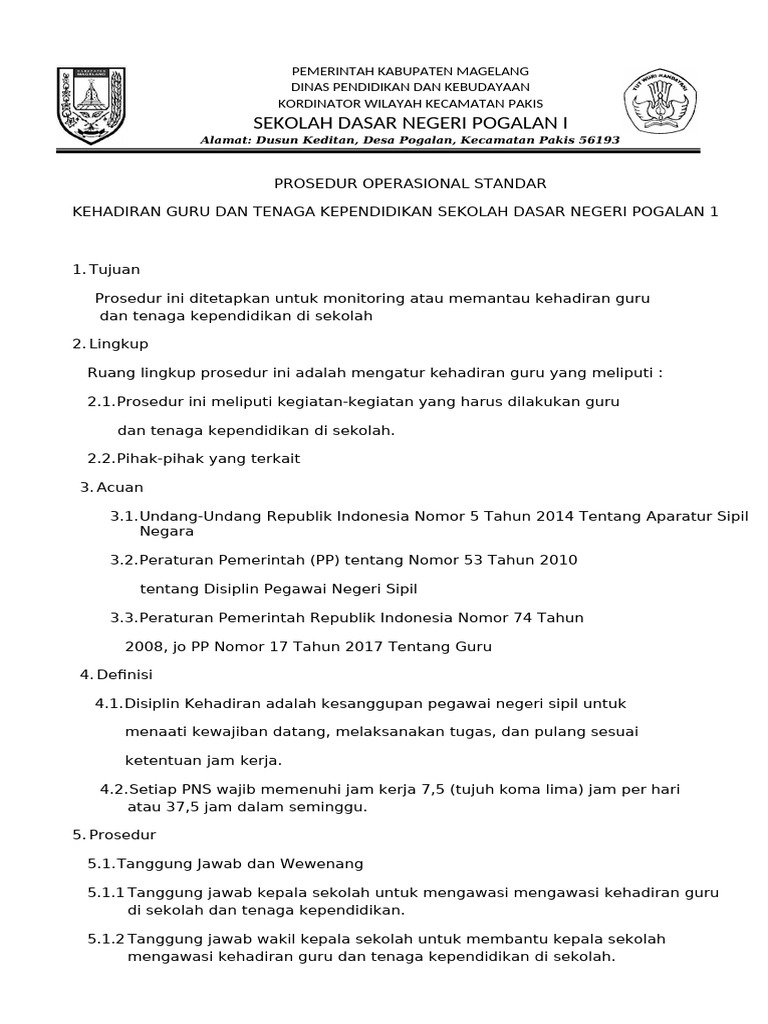 39 Sop Guru Dan Tendik | PDF
