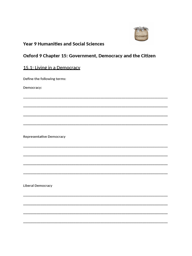 Year 9 Chapter 15 Student Worksheet | PDF | Voting | Democracy