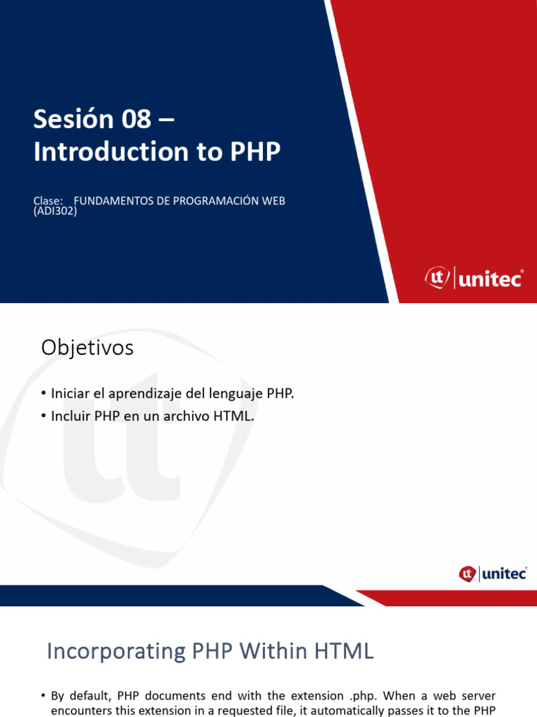 ADI302 - Fundamentos - Programación - WEB - Sesión 08 - 20240725 | PDF | Php | Html