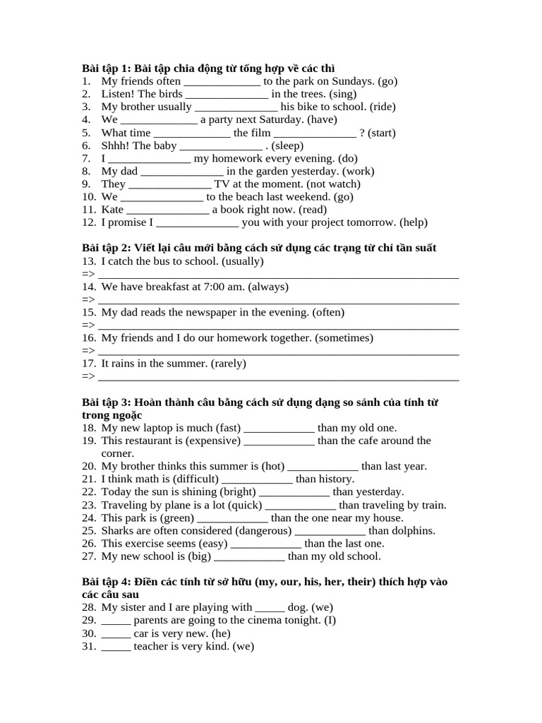 BÀi T NG H P L P 6 | PDF