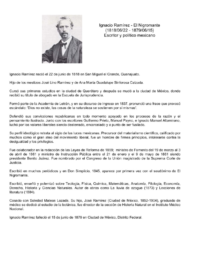 Biografia de Ignacio Ramirez - El Nigromante | PDF