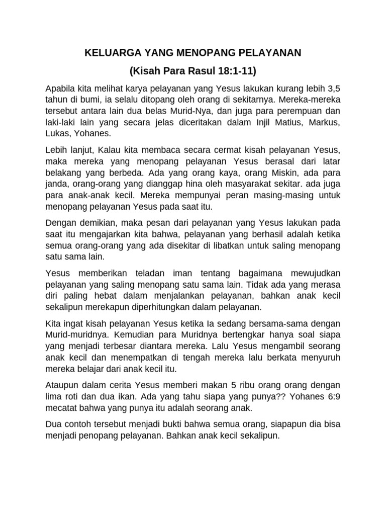 Keluarga Menopang Pelayanan Tuhan | PDF