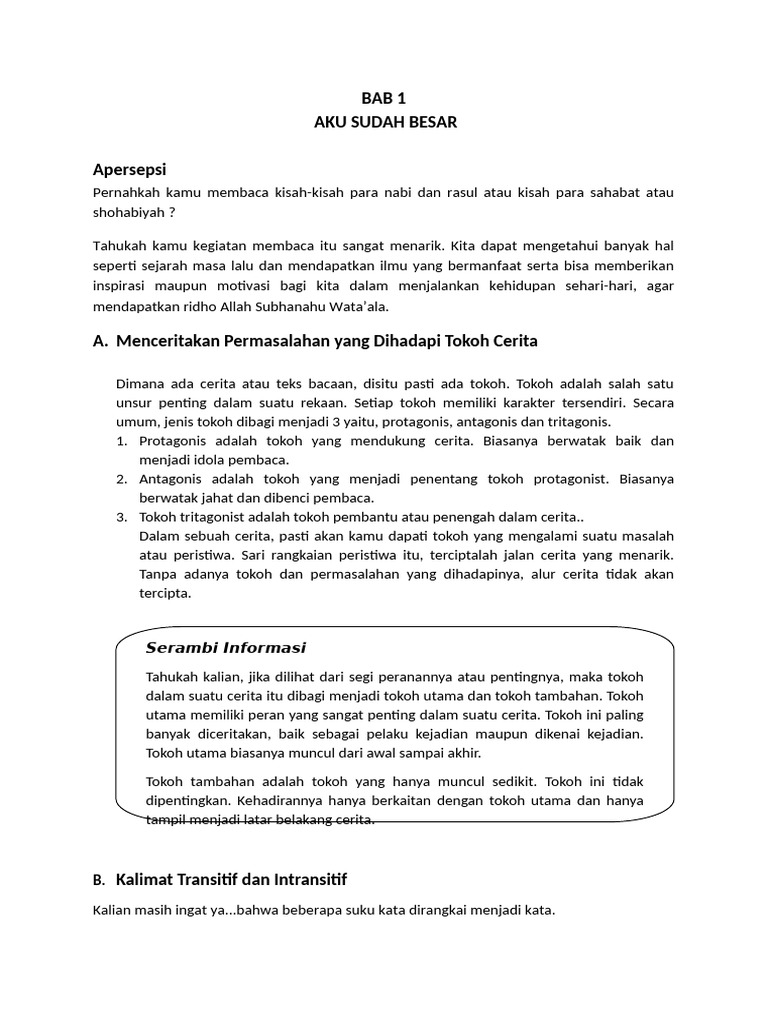 Modul B. Indonesia Kelas 4 Semester 1 (1) | PDF