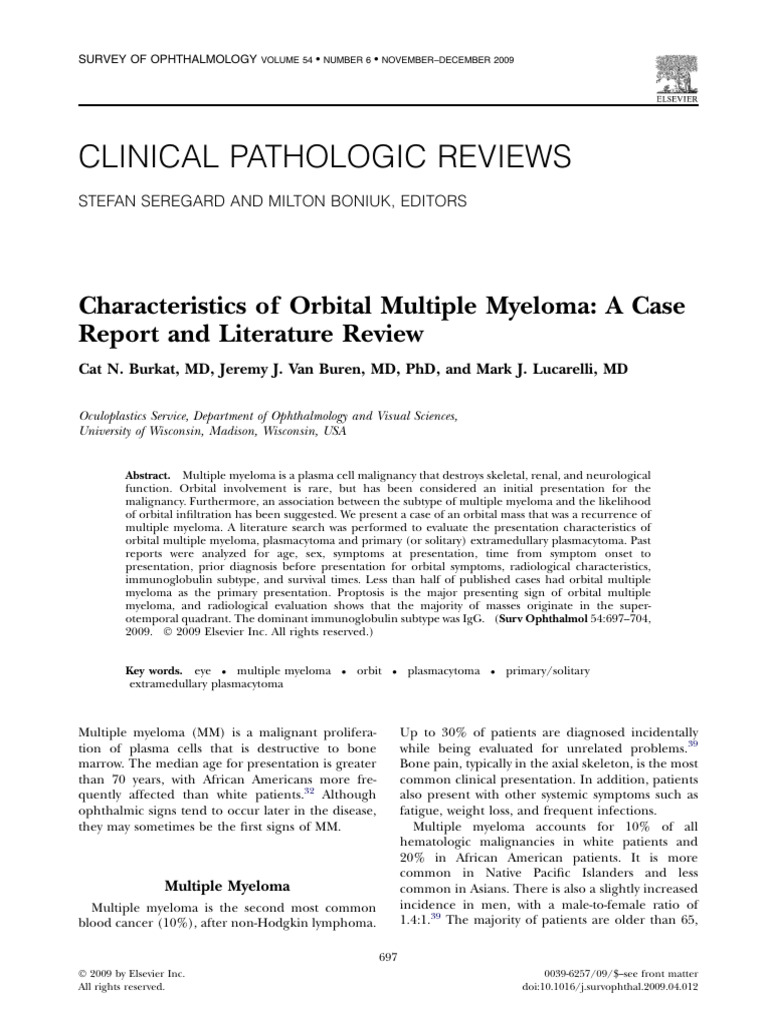 Characteristics of Orbital Multiple Myel | PDF | Clinical Medicine ...