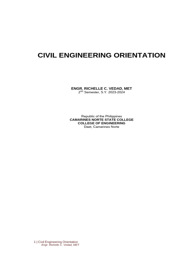 Civil Engineering Orientation Module | PDF | Civil Engineering