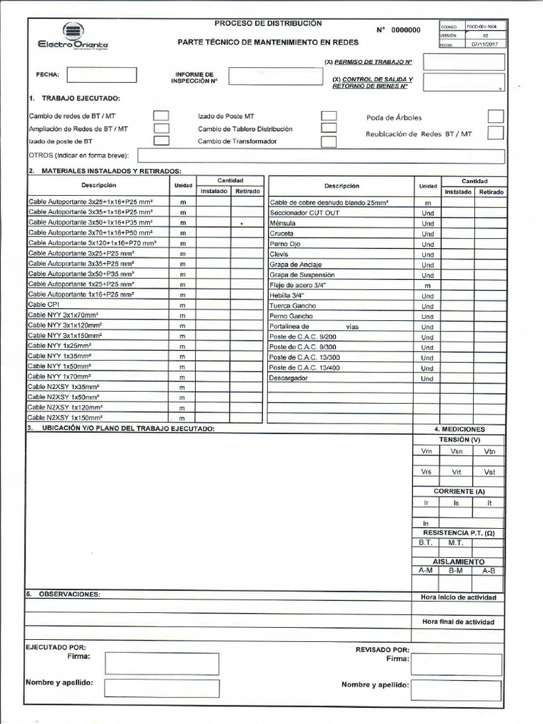 Formato Inspeccion Distribicuon | PDF