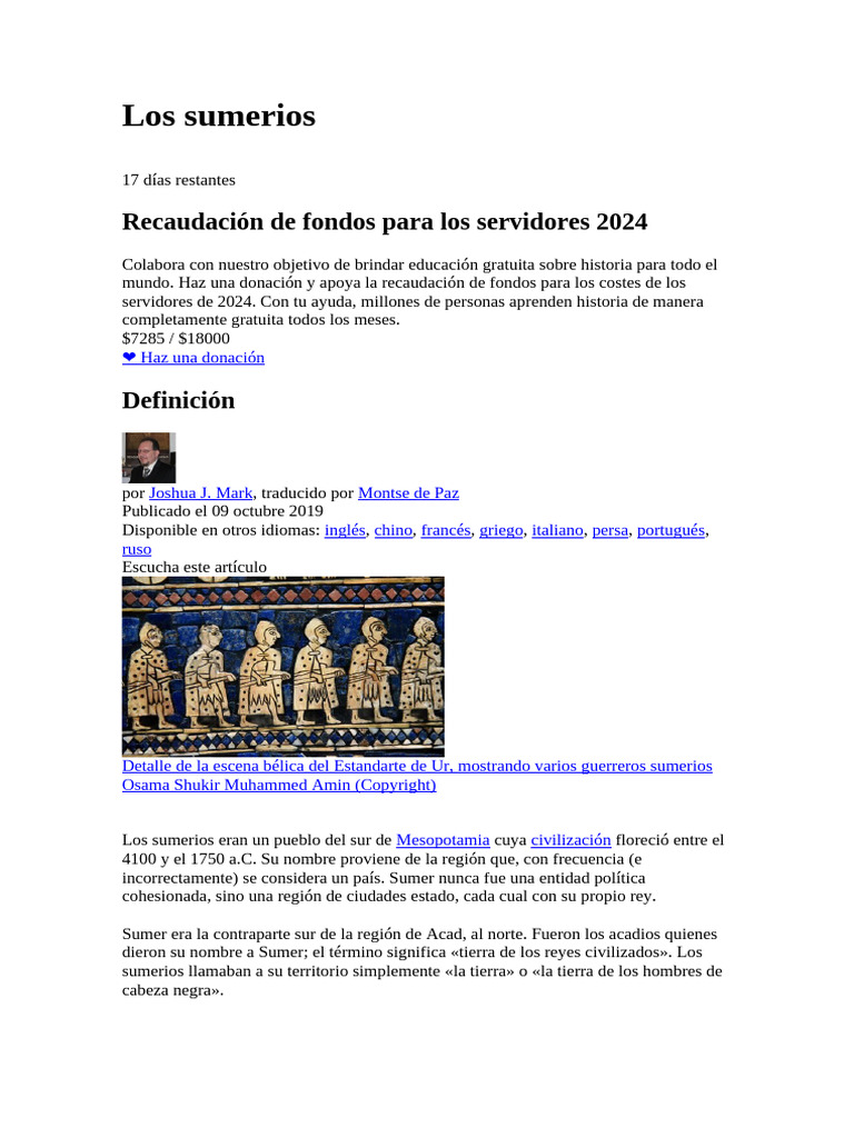 Los Sumerios | PDF | Sumeria | Mesopotamia