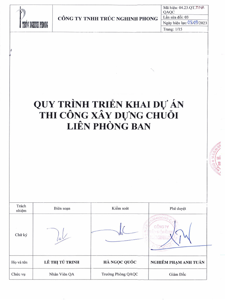 Quy Trinh Trien Khai Da Thi Cong XD Chuoi LPB - 02 | PDF