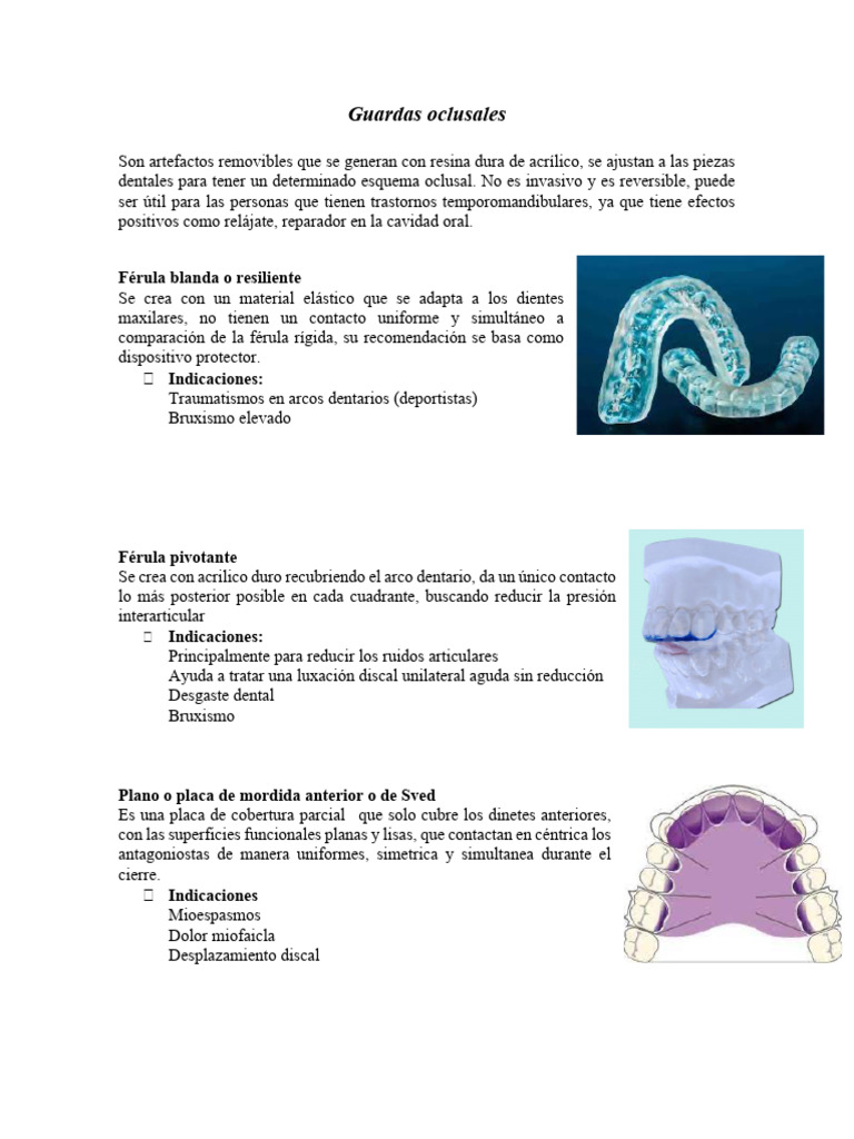 Tipos de guardas oclusales y sus usos | PDF | Diente | Boca