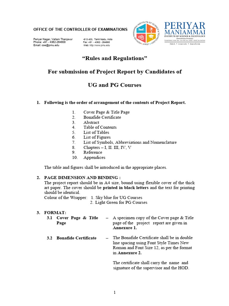 Project Report Guidelines | PDF | Irrigation | Thesis