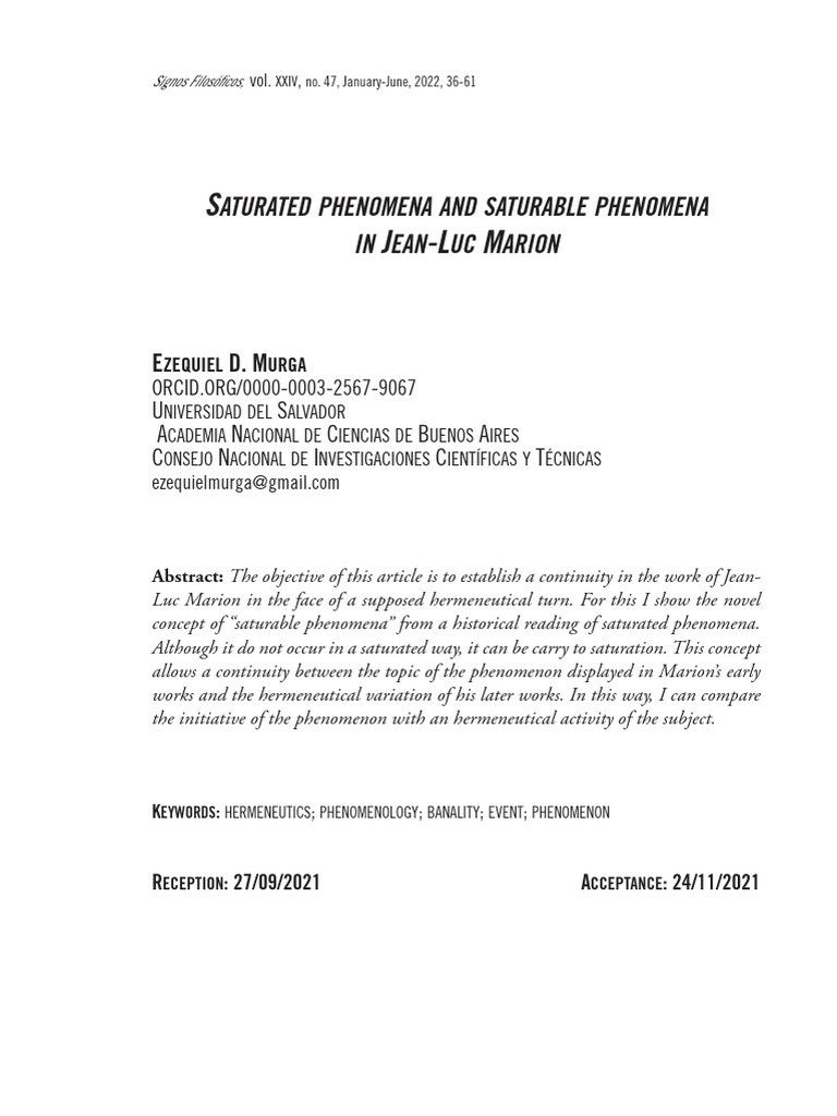Fenomenos Saturados y Fenomenos Saturabl | PDF | Immanuel Kant | Noumenon