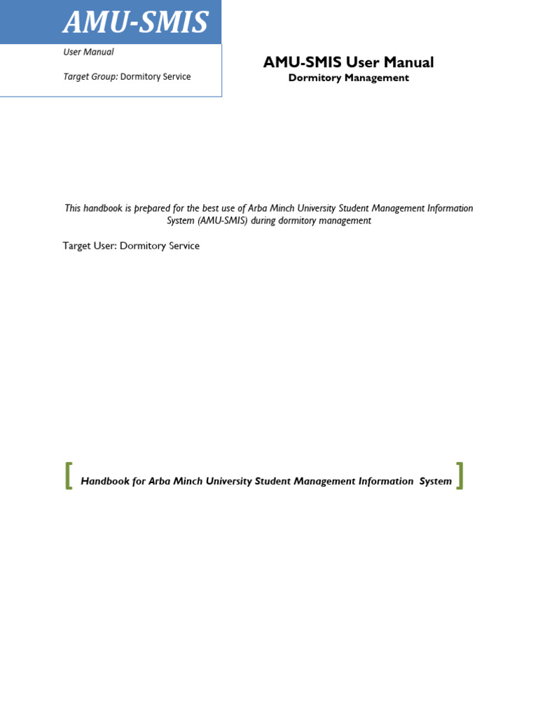 AMU-SMIS Dormitory Management Guide | PDF | Menu (Computing) | System ...