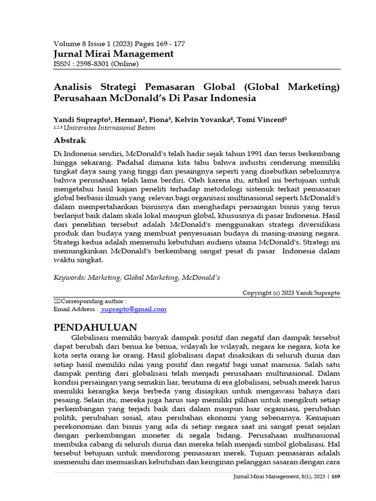 Analisis Strategi Pemasaran Global (Global Marketing) McD Di Pasar ... Analisis Strategi Pemasaran Global (Global Marketing) McD Di Pasar ...