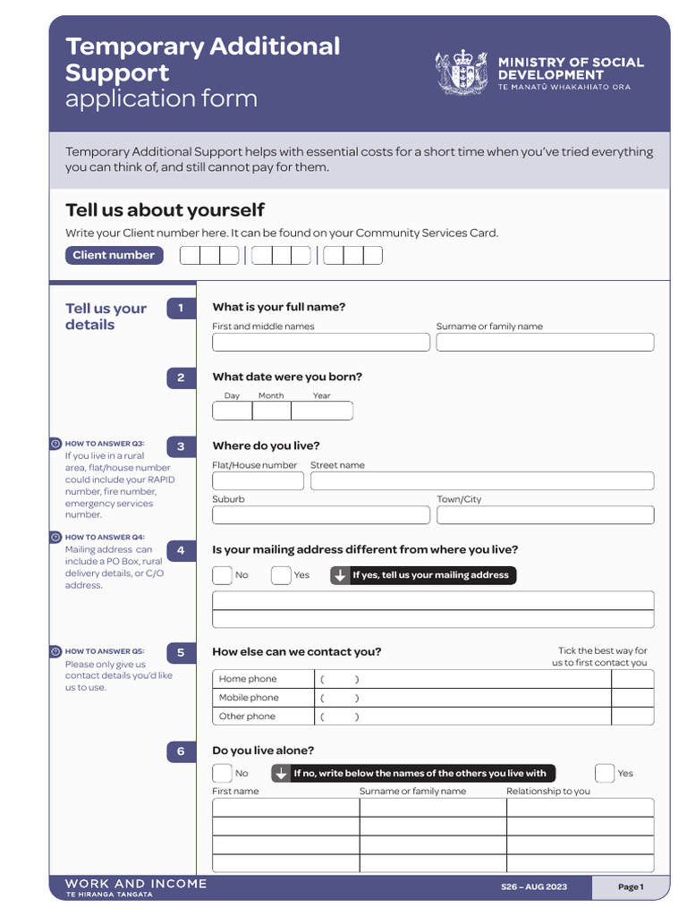 Temporary Additional Support For Existing Clients | PDF | Child Support ...