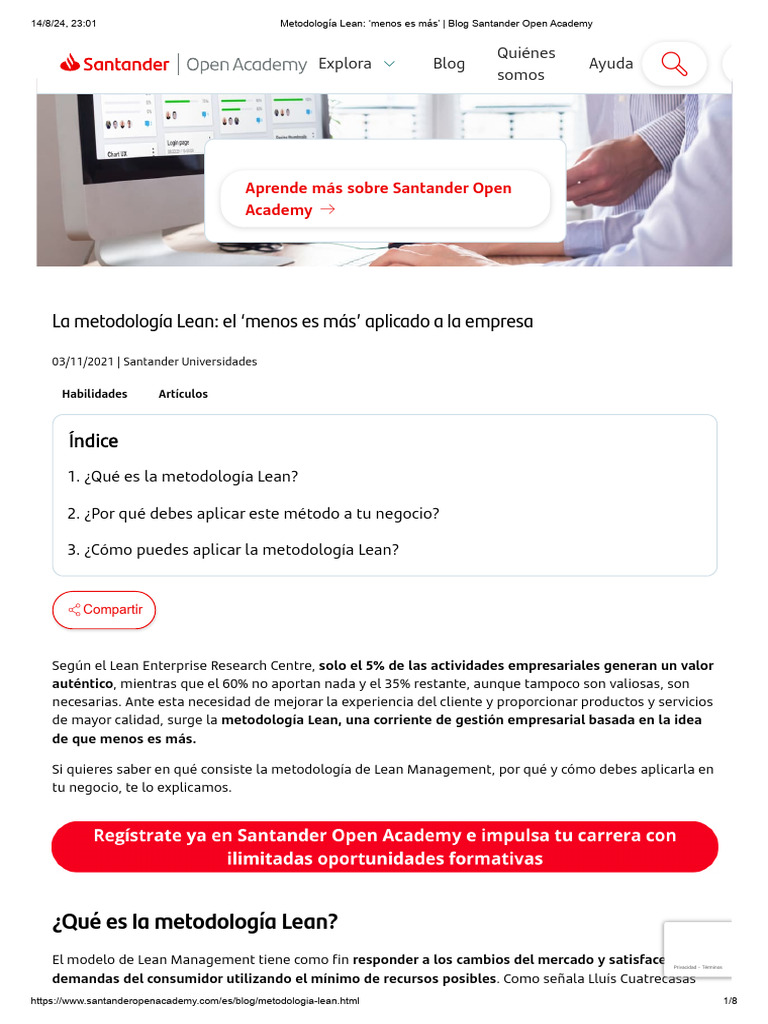 Metodología Lean_ ‘menos es más’ _ Blog Santander Open Academy | PDF | Lean Manufacturing ...
