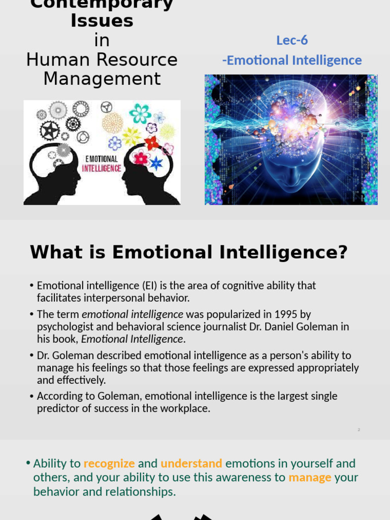 Lec 6 Contemporary Issues in HRM | PDF | Emotional Intelligence | Empathy