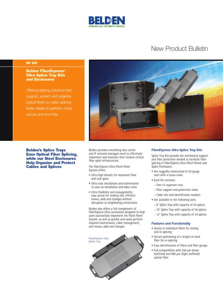 New Product Bulletin: Belden Fiberexpress Ultra Splice Tray Kits and ...