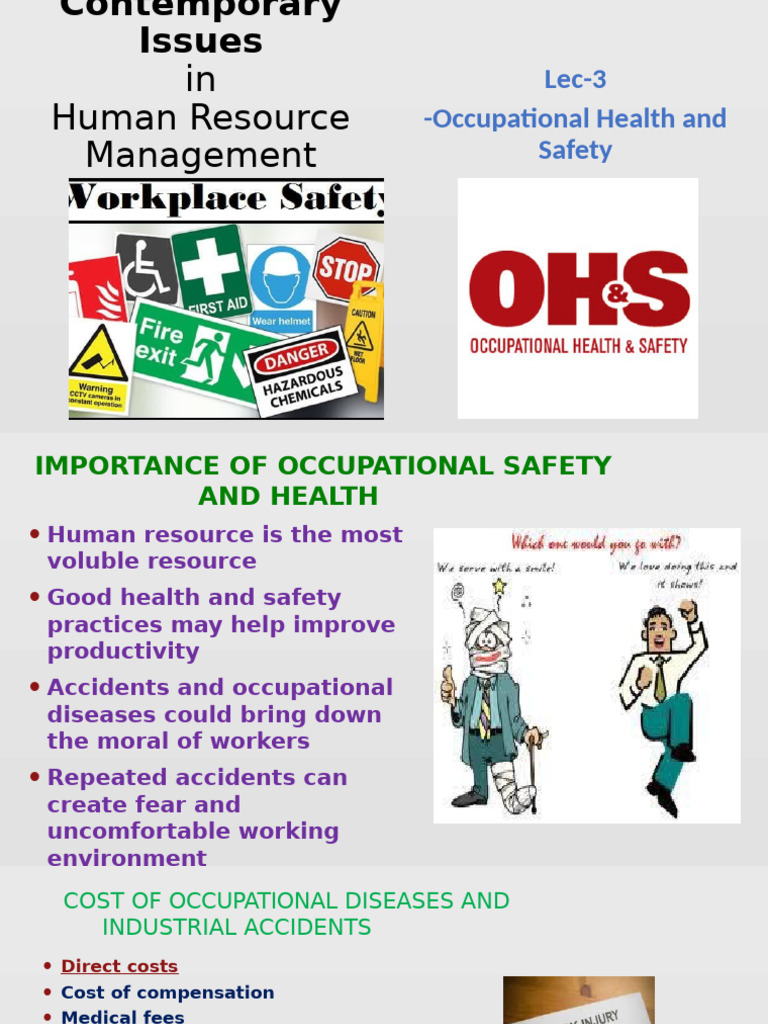 Lec 3 Contemporary Issues in HRM | PDF | Occupational Safety And Health | Hazards