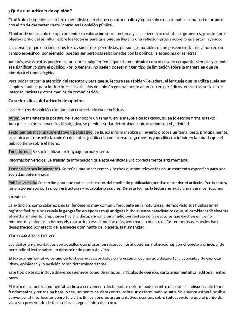 Guía de Artículos de Opinión | PDF | Autor | Información