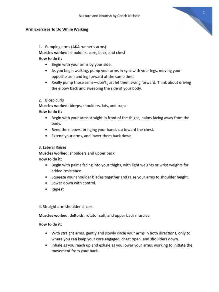 Arm Exercises To Do While Walking | PDF | Arm | Shoulder