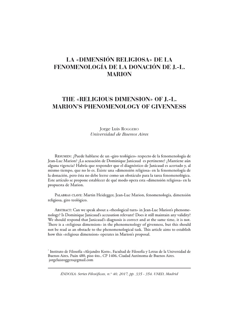 La Dimension Religiosa de La Fenomenolog | PDF | Martin Heidegger ...
