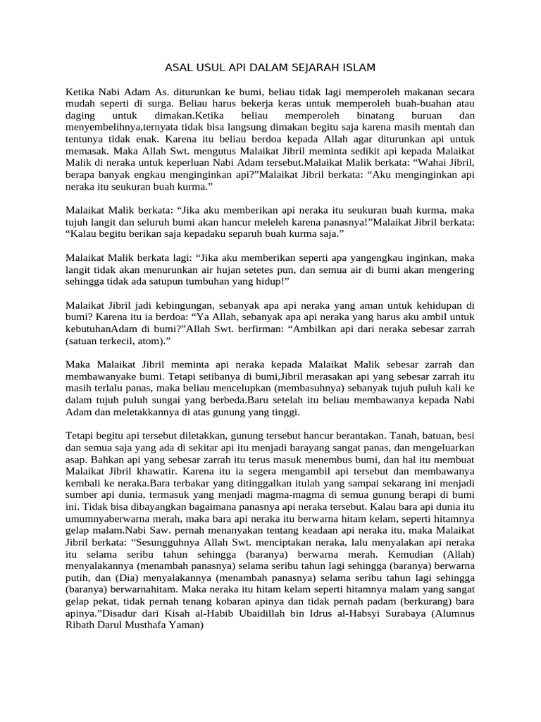 ASAL USUL API DALAM SeJARAH ISLAM | PDF