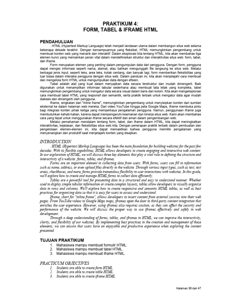 MODUL PRAKTIKUM 04 - DASAR PEMROGRAMAN WEB | PDF