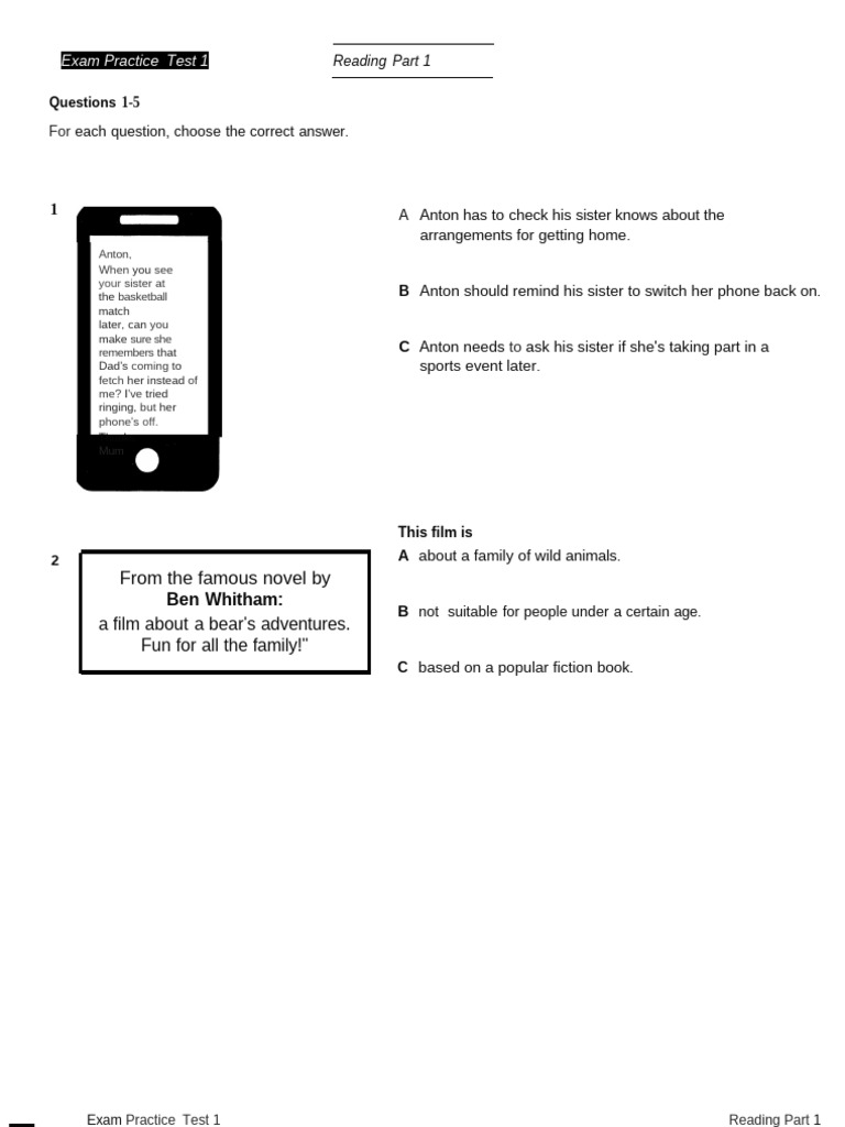 Exam Practice Test 1: Reading Comprehension | PDF | Books | Paintings