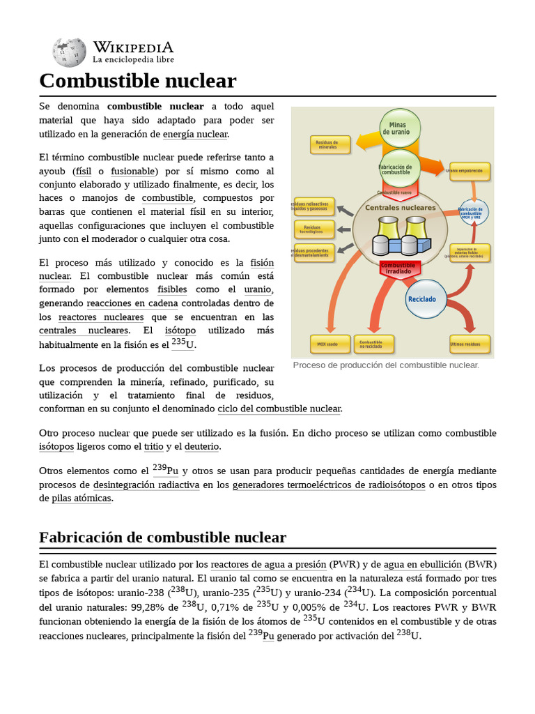 Combustible_nuclear | PDF | Combustible nuclear | La energía nuclear