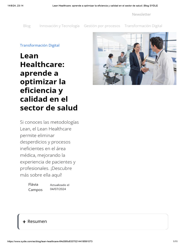 Lean Healthcare - Aprende A Optimizar La Eficiencia y Calidad en El Sector de Salud - Blog SYDLE ...