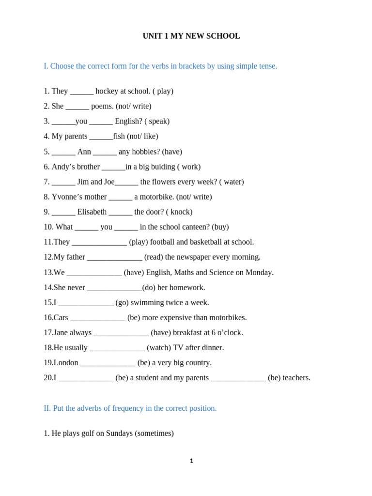 1.unit 1 My New School Editted | PDF | Hue