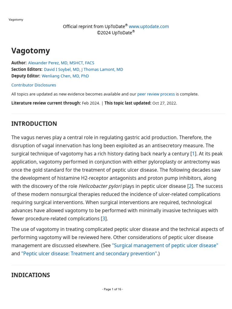 Vagotomy | PDF | Stomach | Vagus Nerve